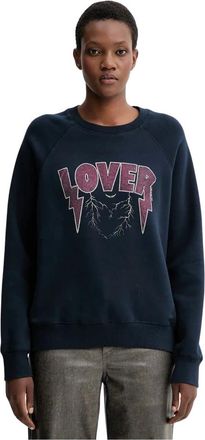 Zadig&Voltaire Femme, Sweatshirts et sweats &agrave; capuche, Bleu, Taille: 42 FR SweaT-shirt graphique orn&eacute;