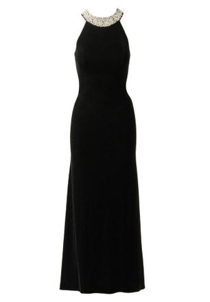 Adrianna Papell Abendkleid Beaded Halter Velvet Gown Ein klassisches Abendkleid aus Samt im Vintage-Glamour-Stil