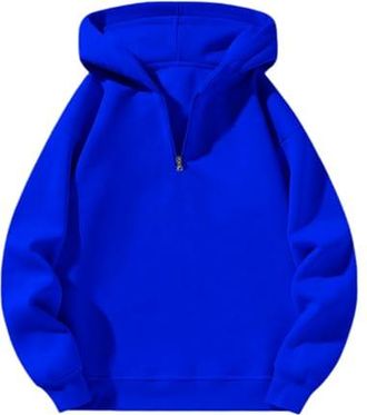 Generic Polaire semi-zipp&eacute;e pour femme avec poches - Sweat &agrave; capuche pour femme grande taille - Sweat &agrave; capuche avec cordon de serrage - &Eacute;paules tombantes - T