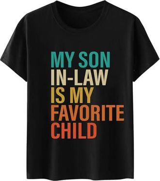 Generic T-shirts d&eacute;contract&eacute;s pour femme &laquo; My Son in Law is My Favorite Child &raquo; pour femmes, couleur unie, hauts de sport amples 2025, T-shirts &agrave; manches cour