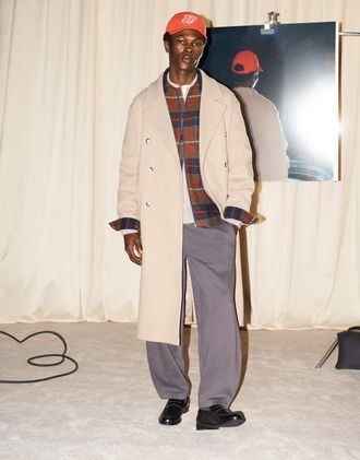 Asos manteau oversize effet laine taupe-Neutre