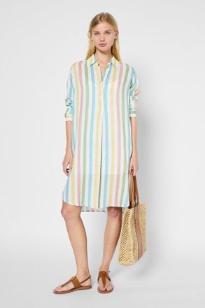 Gerard Darel Robe chemise &agrave; rayures multico - PINELOPI - Ecru