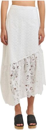 Guess Femme, Jupes, Blanc, Taille: 44 FR Eyelets Midi Skirt