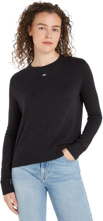 Tommy Jeans Damen Sweatshirt Crew Neck ohne Kapuze, Schwarz (Black Melange), L