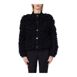 Liu Jo Cappotto Maglia Punto Pellicc - - Knitwear - Damen - Schwarzk - XS