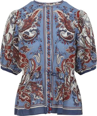 Farm Rio blouse &agrave; motif cachemire - Bleu