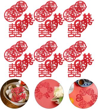 Lurrose 120 St&uuml;ck Chinesisches Streukonfetti Xi Zeichen Tischdekoration Hochzeit Romantische Feier Party Deko Leicht Tragbar 5cm