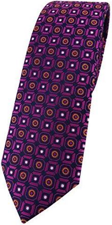 TigerTie Cravate fine design à motifs - Taille de la cravate : environ Longueur : 150 x 6 cm, Magenta Orange Argent Noir, Taille Unique