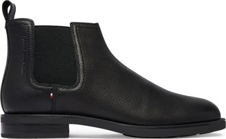 Tommy Hilfiger Klassische Stiefeletten Tommy Hilfiger Lth Mix Dress Hilfiger Chelsea FM0FM06090 Schwarz
