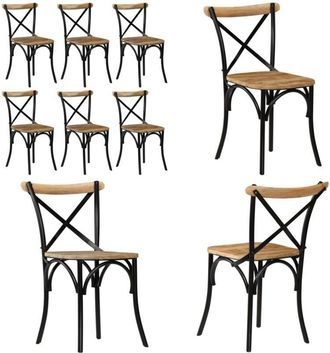 vidaXL Esszimmerstühle 6 Stk. Schwarz Mango-Massivholz - Esszimmerstühle - Holzstühle - Mangoholz Stühle - Retro Stühle - Designer Stühle - Home & Living