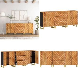 vidaXL Vidaxl - Beistellschränke 3 Stk. Braun & Schwarz 60x33,5x75 cm Mangoholz