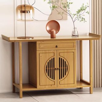 Generic Buddhistischer Altartisch aus Bambus, pers&ouml;nlicher Buddha-Nischenaltar, chinesischer Meditationsschrank mit Stauraum und Schublade, Opfertisch f&uuml;r Geb