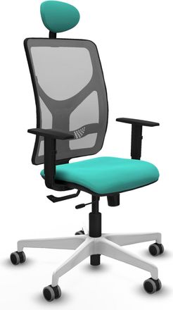 Piqueras y Crespo Schreibtischstuhl mit 1D-Armlehnen, h&ouml;henverstellbare Lendenwirbelst&uuml;tze und festes Kopfteil, ausgestattet mit Syncro/Traslack und Schneideschaum, Gra