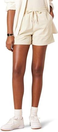 Amazon Essentials Short Facile à Enfiler en Coton Extensible à Taille mi-Haute, Coupe décontractée Femme, Beige, XL