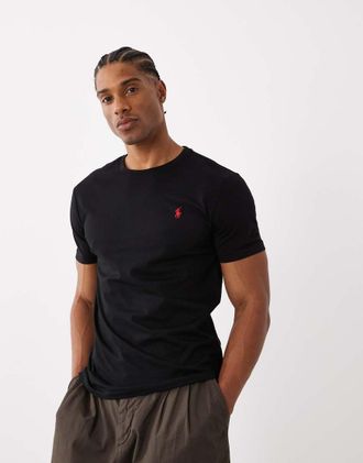 Polo Ralph Lauren T-Shirt in Schwarz mit schmaler Custom-Passform und Markenlogo