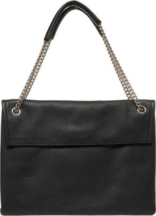 Orciani Hobo Bags - Hammered Leather Shoulder Bag With Removable Chain - Gr. unisize - in Schwarz - für Damen