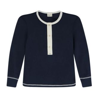 Chlo&eacute; Femme, Pulls, Bleu, Taille: 42 FR Chemise Henley ajust&eacute;e en jersey de coton
