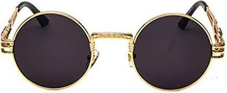 Inlefen Lunettes de soleil Hommes Femmes Rétro Vintage Cercle Style Lunettes de Soleil Couleur Métal Cadre Lunettes Lunettes