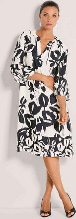 Madeleine Midikleid Druckkleid mit floralem Muster Midikleid mit Rundhals, V-Ausschnitt, Taschen, 3/4-Arm und Kniel&auml;nge