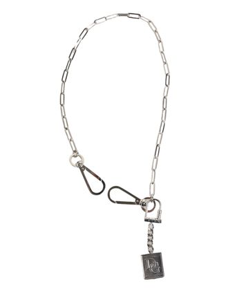Dolce & Gabbana Silver Tone Metal Chain Dg Logo Pendant Men Necklace Zamak Real Brass