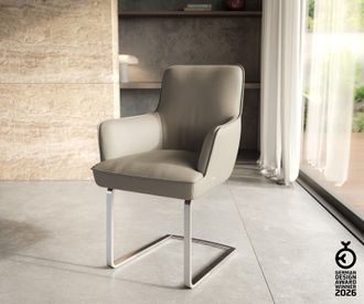 DELIFE Esstisch Edge 200-300x100 Keramik LaminamStatuarietto Wei&szlig; Kreuzgestell Rechteck Edelstahl ausziehbar, Esstische