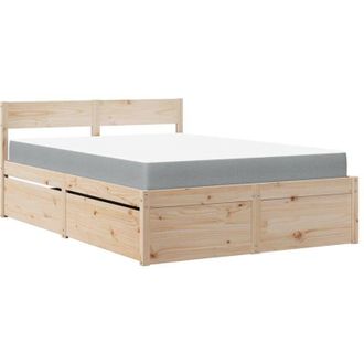 vidaXL Bett mit Schubladen und Matratze 120x190 cm Massivholz Kiefer Vidaxl