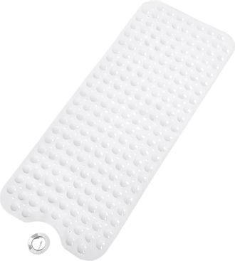 Generic Badewannenmatten for Duschwanne, Extra Lange, rutschfeste 101,6 X 40, cm Gro&szlig;e Badematte Mit Abflussl&ouml;chern Und Saugn&auml;pfen, for Badezimmer(White)