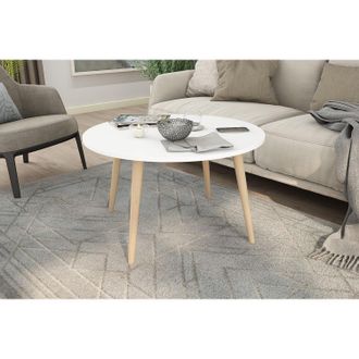 Loftscape home24 Couchtisch Selaten II Ø 80cm Weiß/Weiß