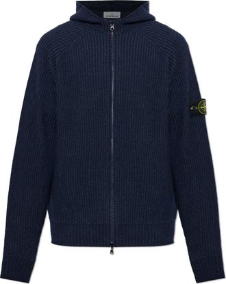 Stone Island Cardigan &agrave; capuche en cachemire - Homme - Pulls - Bleu - Taille: S