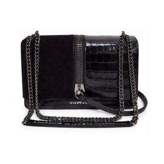 John Richmond Sac bandouli&egrave;re avec zip central et imprim&eacute; crocodile - Femme - Sacs - Noir - Taille: ONE Size