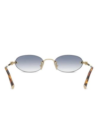 Miu Miu Eyewear SMUA54ZVN80O Oval Metal Sunglasses - Gold