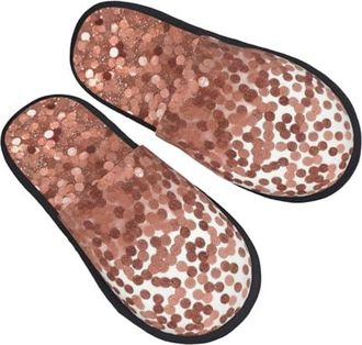 Generic Chaussons Maison Paillettes DOr Roses Anti Odeur Pantoufles En Coton Doux Slippers Pour Hiver La Maison Voyage M