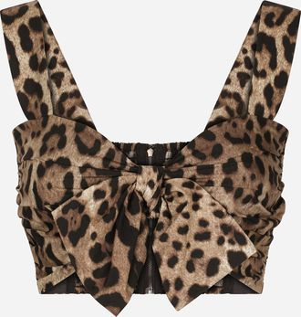 Dolce & Gabbana Poplin Top With Leopard Print - Frau Blusen Und Tops Animalprint 36