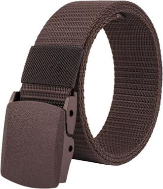 Generic Ceintures en nylon pour homme - Style d&eacute;contract&eacute; - Avec boucle automatique - Sans trous - Clip de ceinture de rechange pour homme, caf&eacute;, taille uniqu
