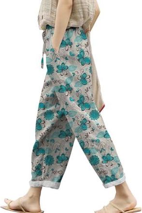 Generic Pantalon de randonn&eacute;e pour femme, d&eacute;contract&eacute;, &eacute;lastique, long, lin, loisirs, jambe droite, Rose vif., 5XL