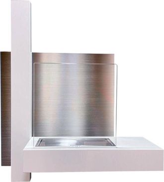 Dmora Bioethanol-Kamin Dspeggiori, &Ouml;kologischer Kamin, Rauchfreies Feuer, Heizung mit Ethanol, Made in Italy, 65x23 h75 cm, Wei&szlig; - Dmora