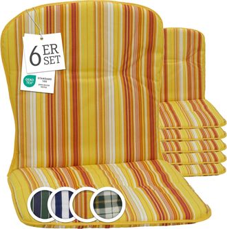 Beo Gartenstuhl-Auflagen Kos Niedriglehner 80x44 cm, 6er Set | Waschbare, UV-beständige Sitz-Kissen | Atmungsaktive Polster-Auflagen nach Öko-Tex Standard