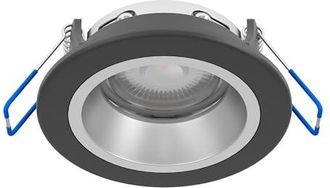 Eglo Einbaustrahler Yebra, &Oslash; 8,7 cm, Deckenspot Badezimmer dimmbar, Bad Deckenstrahler aus Kunststoff in Schwarz, dekorativer Ring in Silber/Gold, warmwei&szlig;