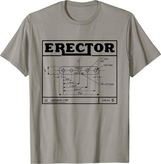 Meccano Erector Modelle F&uuml;nf Loch Streifen Technische Zeichnung Retro T-Shirt