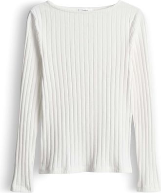 OPUS Damen Langarmshirt | SOVKE Slim Rippshirt aus Baumwoll Mix Milk, 44