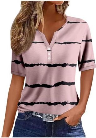 Generic T-shirt d&eacute;t&eacute; &agrave; manches courtes pour femme, t-shirt basique, haut &agrave; manches courtes, haut d&eacute;t&eacute;, haut tendance, t-shirt d&eacute;t&eacute;, t-shirt basique, haut d&eacute;co