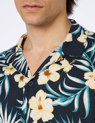 Jack & Jones Herren JJJEFF FLORAL AOP Resort Shirt SS Hemd 12252390,Navy Blazer,XS