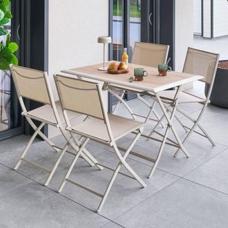 Hesperide Table de jardin 4 places Azua pliable beige 110x71cm - Hesp&eacute;ride