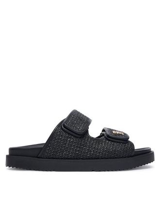 Tommy Hilfiger Pantoletten Double Strap Raffia FW0FW09122 Schwarz