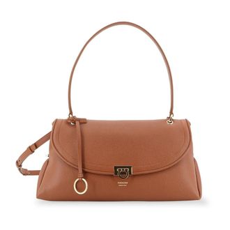 Ferragamo Femme, Sacs, Brun, Taille: ONE Size Sac port&eacute; main en cuir souple New Studio