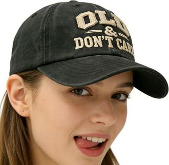 Generic Casquette De Baseball Dr&ocirc;le - Chapeau Vieux Et Ne Se Soucie Pas, Chapeau De Baseball, Casquette De Basball Vintage Uni De Taille R&eacute;glable | pour La Co