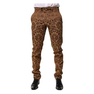Dolce & Gabbana Floral Jacquard Pants - - Trousers - Herren - Braun - M
