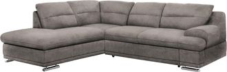 Cotta home24 Ecksofa Rollin Braun/Cappuccino Webstoff 264 x 88 x 217cm Ottomane davorstehend links Keine Funktion Modern