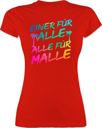 Shirtracer Shirt Damen - Urlaub - Einer f&uuml;r alle Alle f&uuml;r Malle I Mallorca Party I Malle f&uuml;r alle - M - Rot - Mallorca-t-Shirt t Reise Tshirt Outfit t-Shirt spr&uuml;