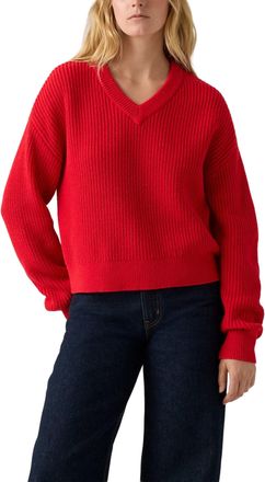 Levi's Damen Reese Pullover mit V-Ausschnitt True Red Cotton Red XS